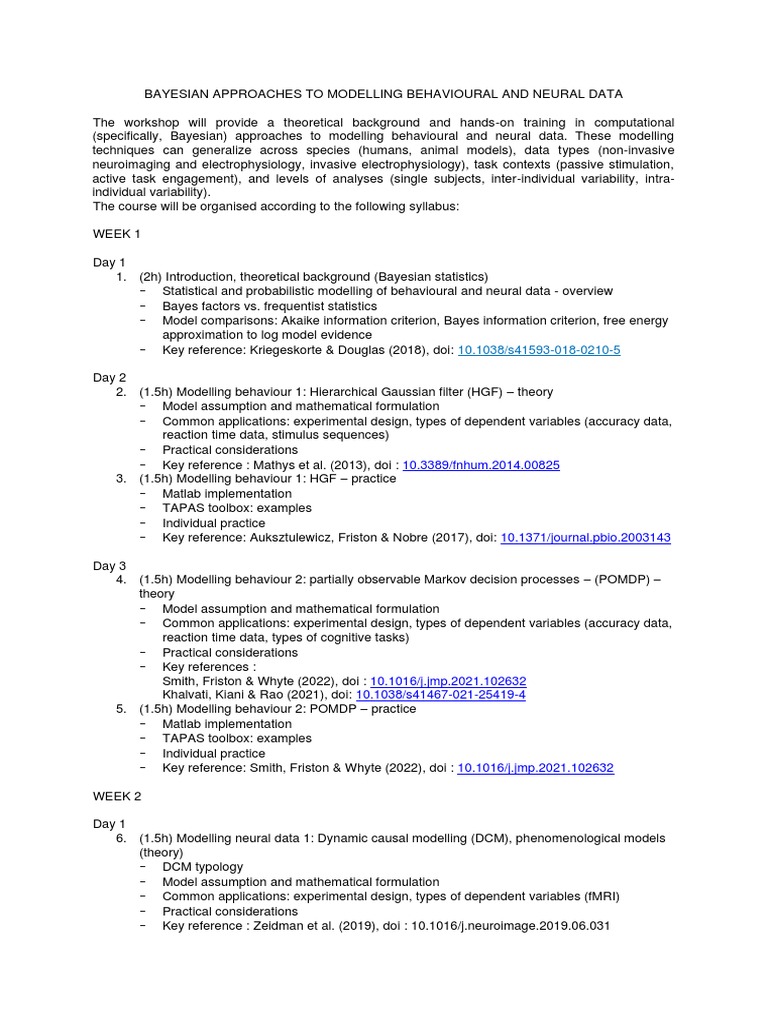Bayesian Workshop - Syllabus | PDF | Bayesian Inference | Mathematical Model