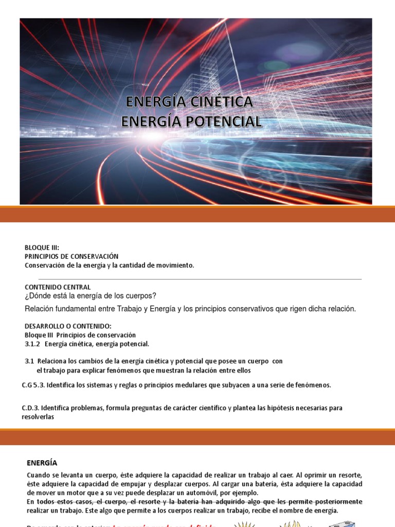 Energía Cinética y Potencial - 035301 | PDF | Fuerza | Masa