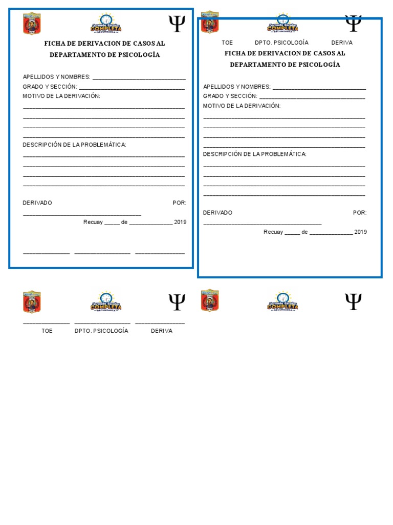 Ficha de Derivación. Jec | PDF