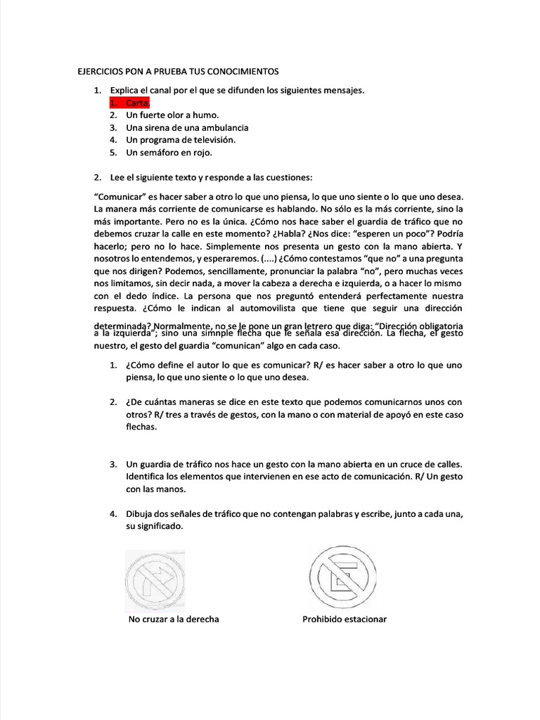 PDF Ejercicios Pon A Prueba Tus Conocimientos Compress | PDF | Comunicación