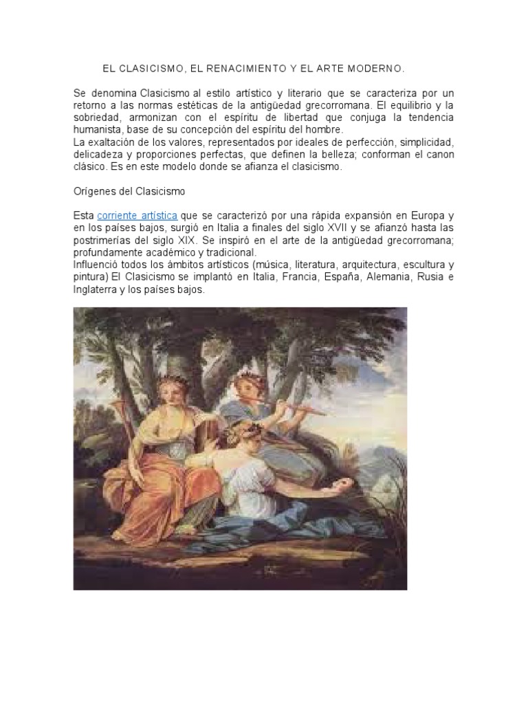 EL CLASICISMO Grado 11 | PDF | Clasicismo | Renacimiento