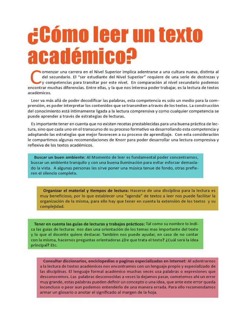 Estrategias para leer textos académicos | PDF | Modificación de ...