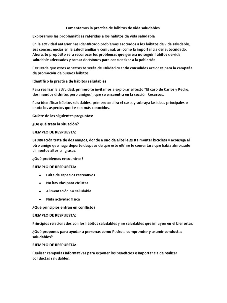 Promoción de Hábitos Saludables en Comunidad | PDF | Comportamiento ...