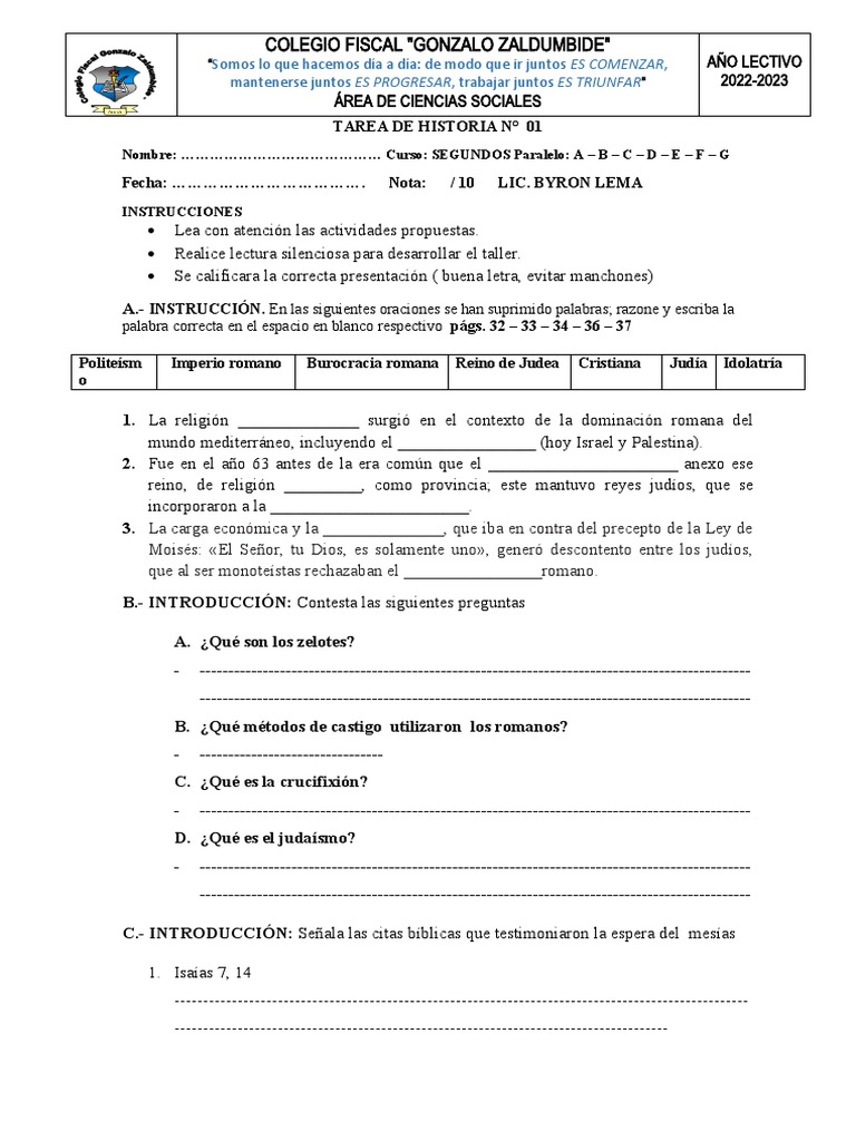 Tareas N - 01 - 02-2dos - Bgu - 03-01-2023 | PDF