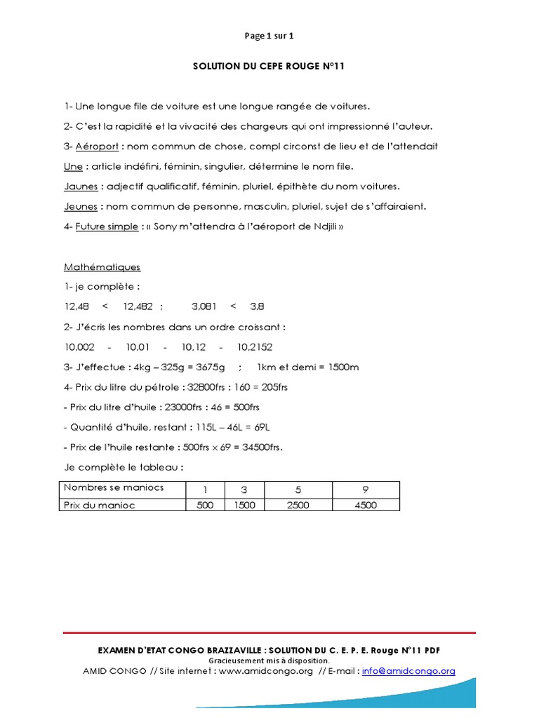 Solution Du Cepe Rouge N°11 | PDF