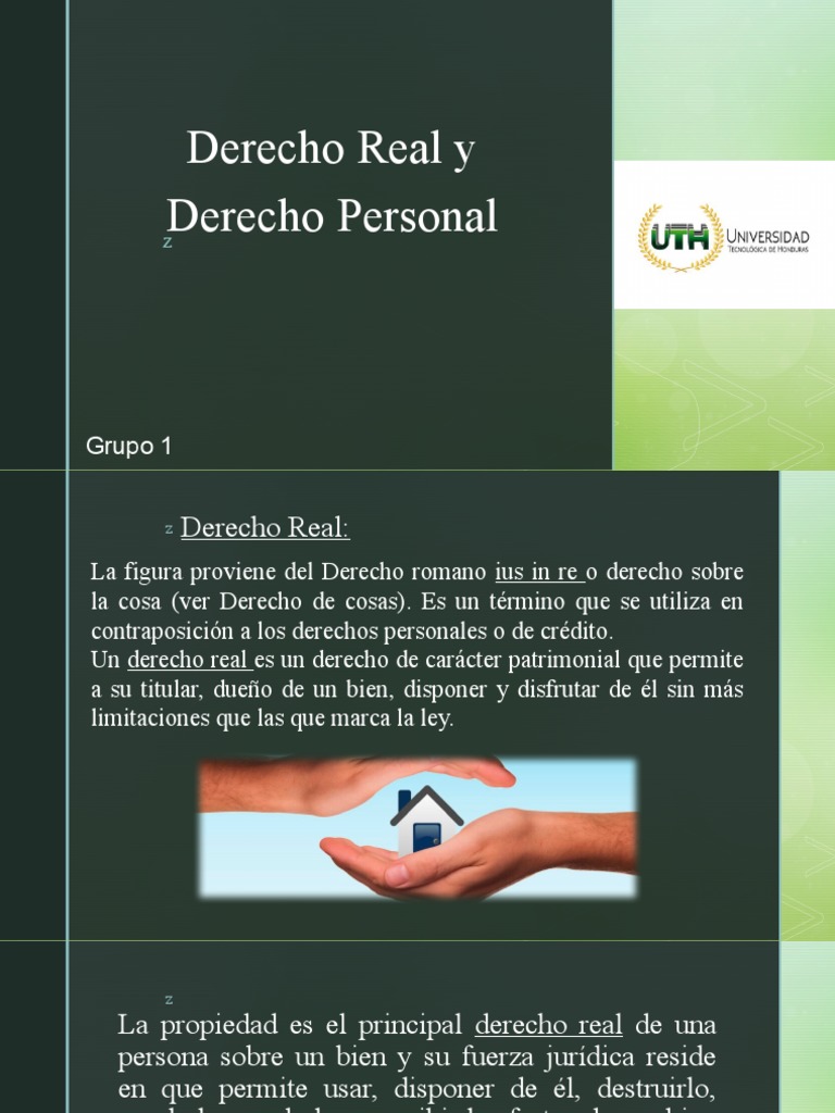 Presentación de Derecho Real y Personal | PDF | Propiedad | Justicia