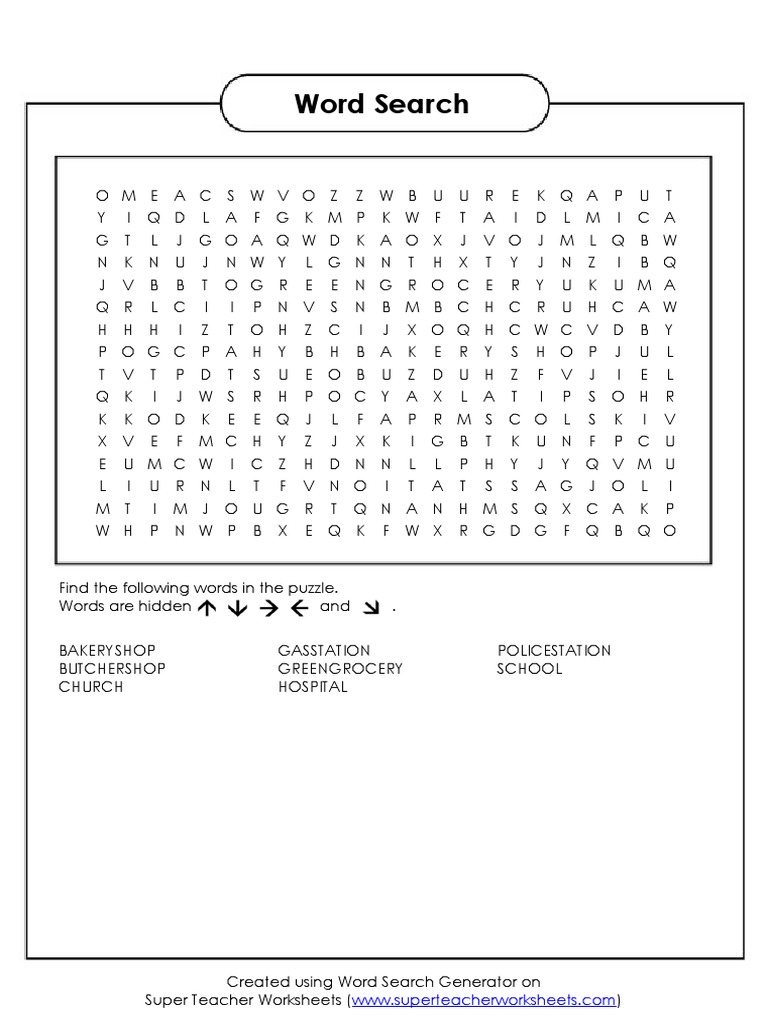 Public Buildings Puzzle | PDF | Word Search | Puzzles