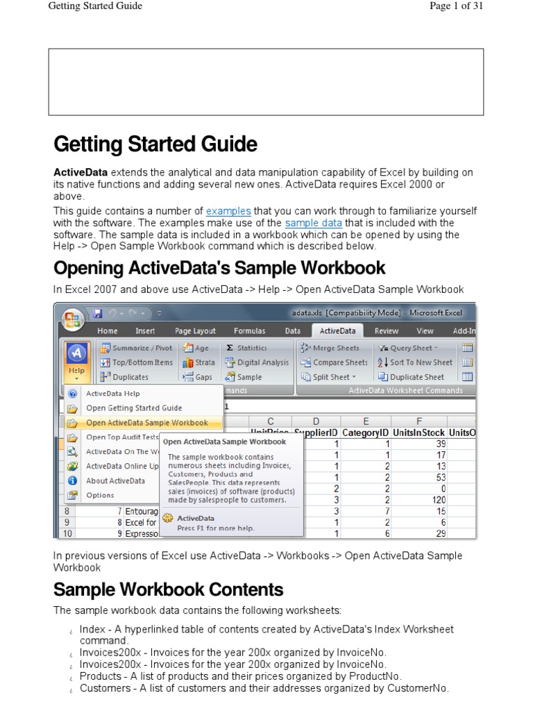 Active Data Getting Started Guide | PDF | Microsoft Excel | Internet Forum