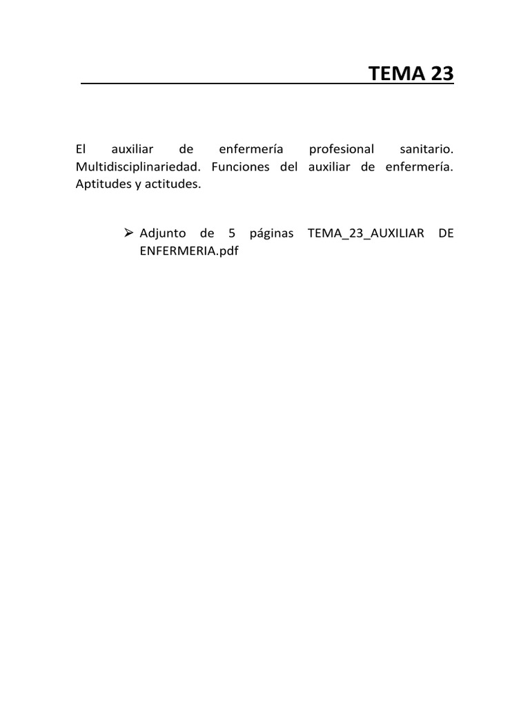 Tema - 23 - Auxiliar de Enfermeria | PDF