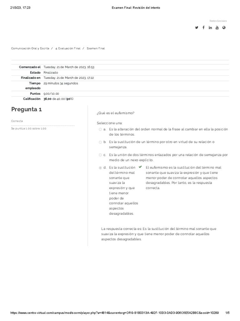 Examen Final Comunicacion Oral y Escrita | Descargar gratis PDF | Las emociones | Razonamiento ...