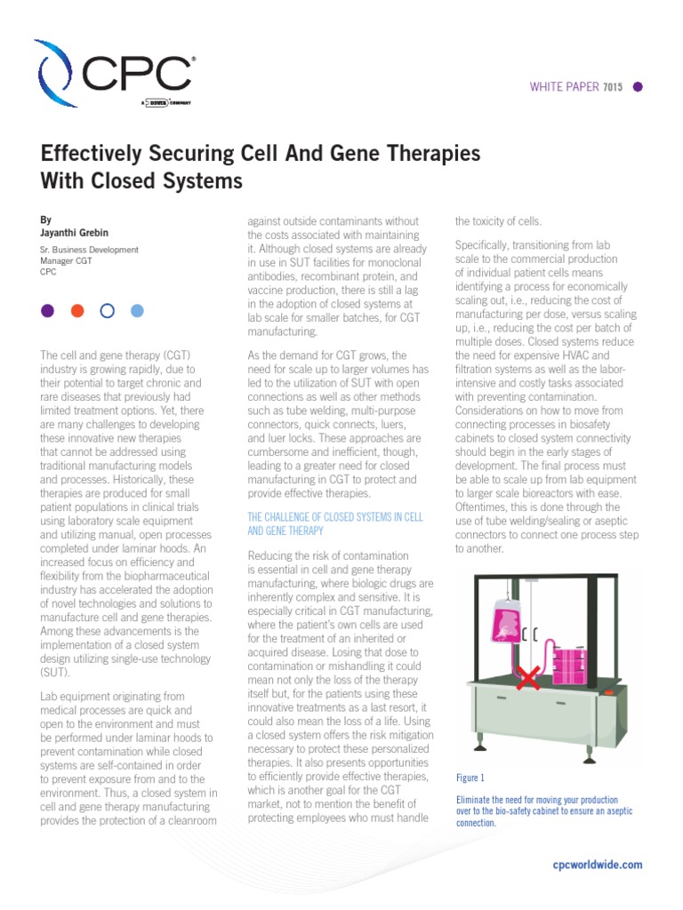 CPC - Effectively Securing Cell and Gene Therapies With Closed Systems ...