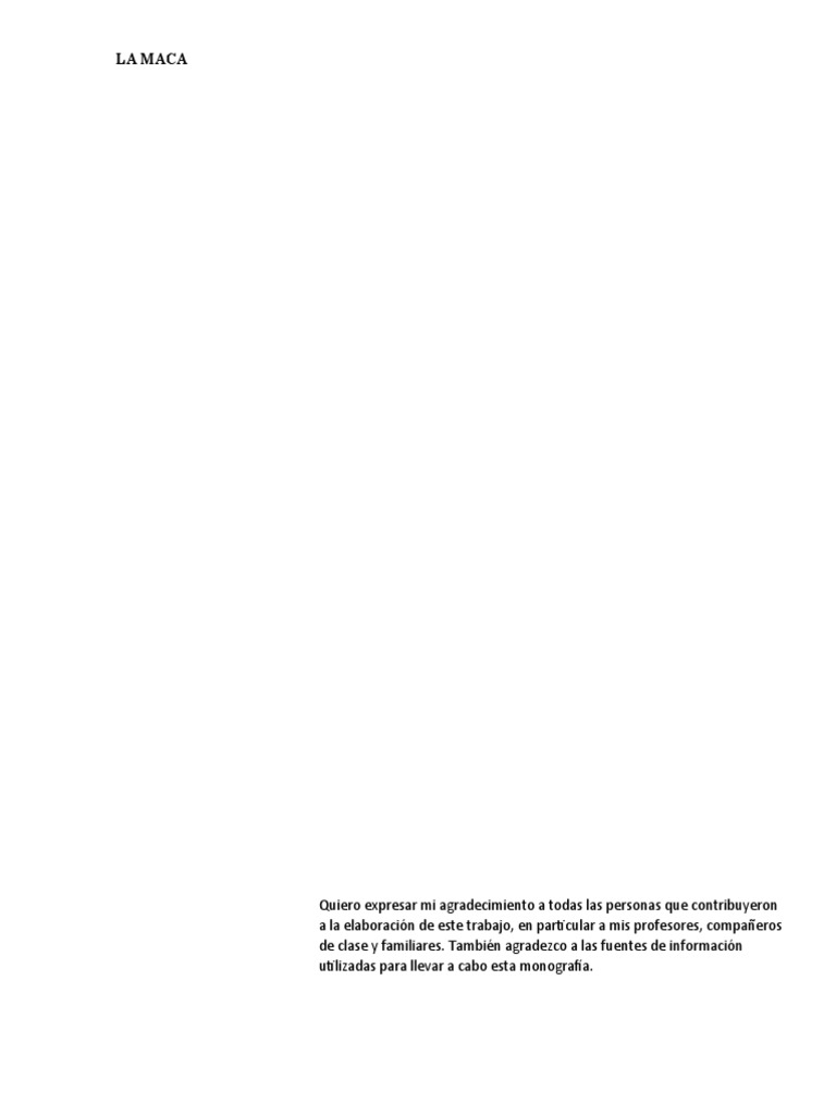 Monografia de La Maca | PDF | Nutrición | Dieta y nutrición