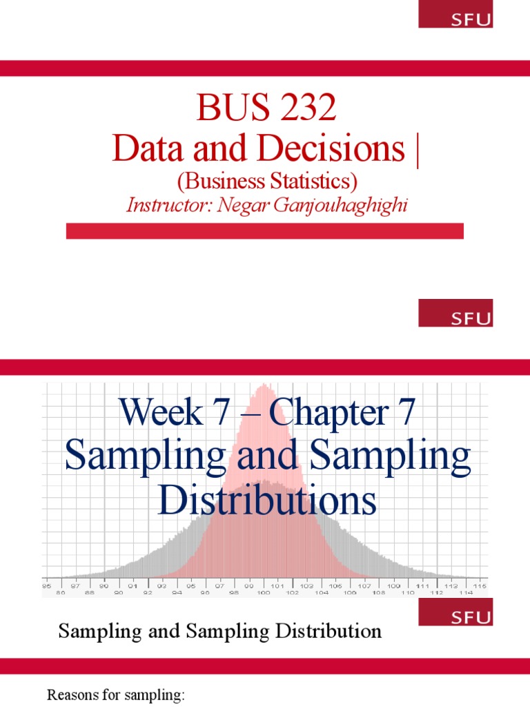 Week 7 Sampling | PDF | Sampling (Statistics) | Standard Deviation