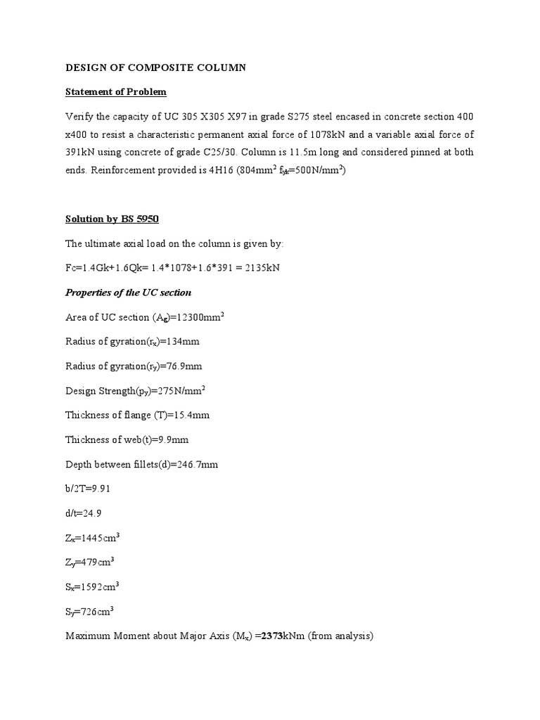 Design of Composite Column | PDF | Buckling | Column