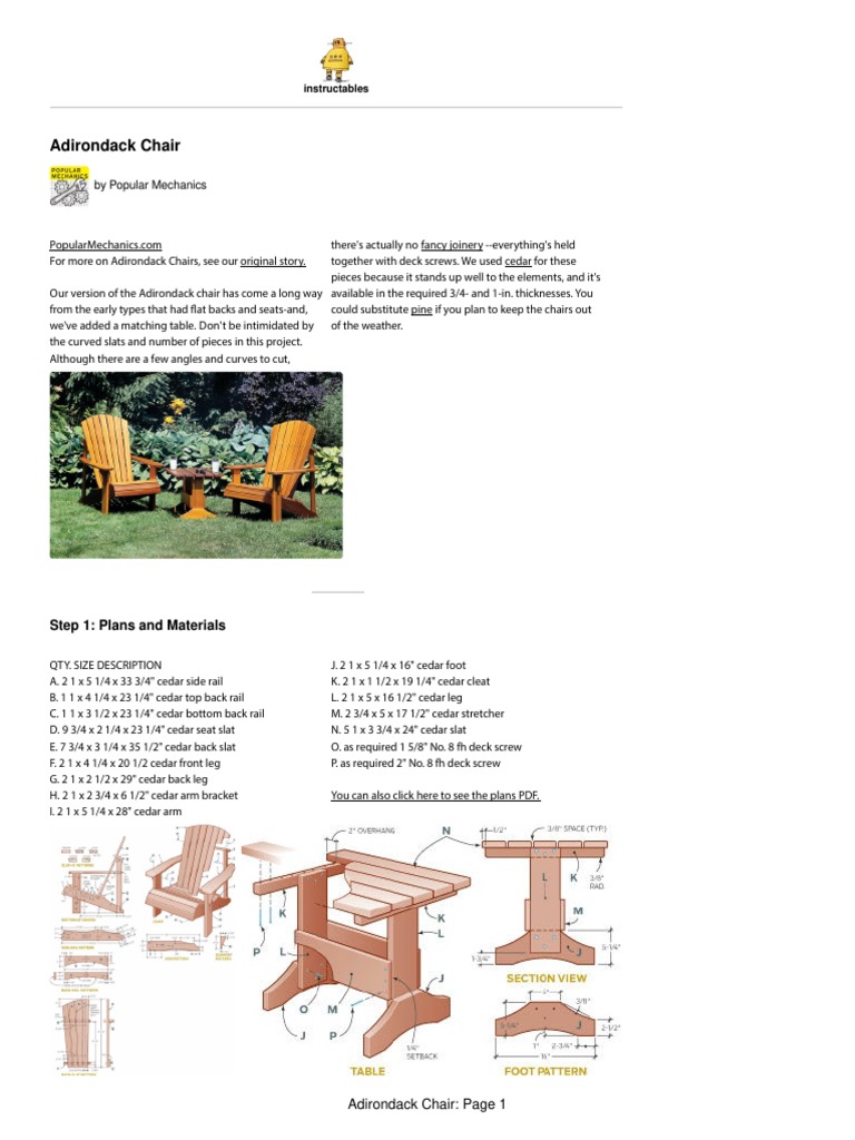 Building an Adirondack Chair and Matching Table from Scratch: A Step-by-Step DIY Project Guide ...