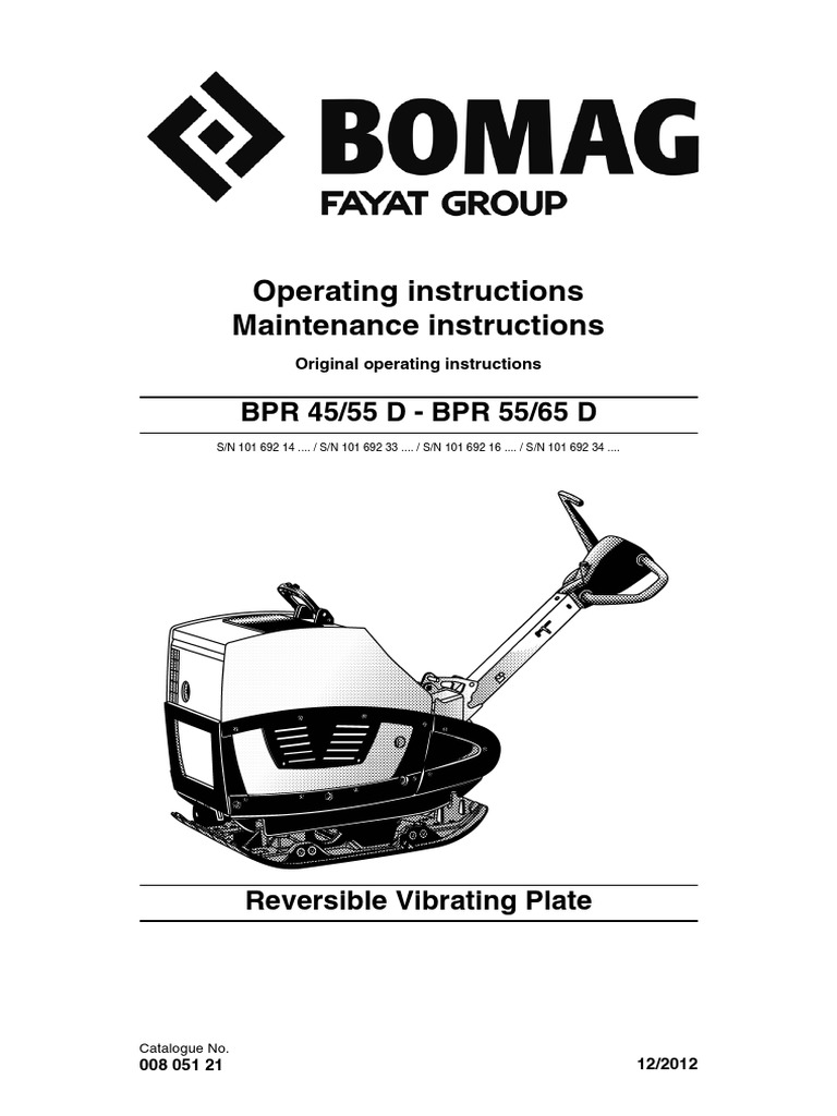 Operating Instructions Maintenance Instructions: BPR 45/55 D - BPR 55/ ... Operating Instructions Maintenance Instructions: BPR 45/55 D - BPR 55/ ...