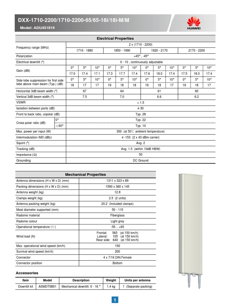 Antenna Adu451819 Datasheet - Umts Dual Ret Aparte | PDF | Antenna ...
