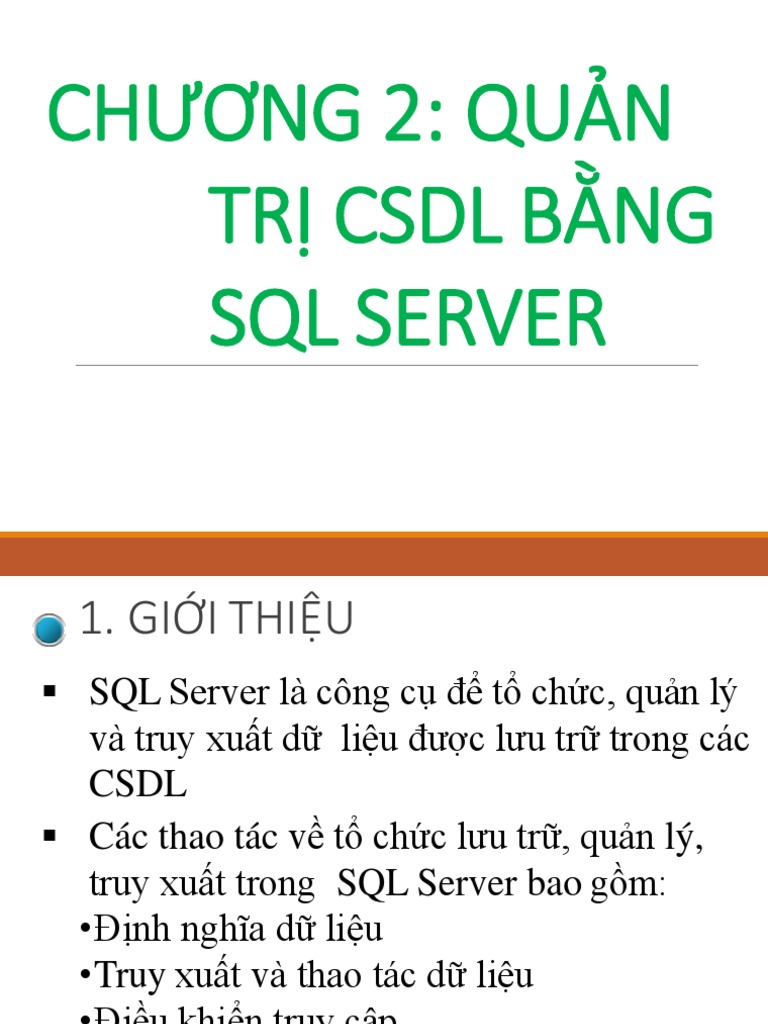 C2. Quản trị CSDL bằng SQL Server.pdf | PDF
