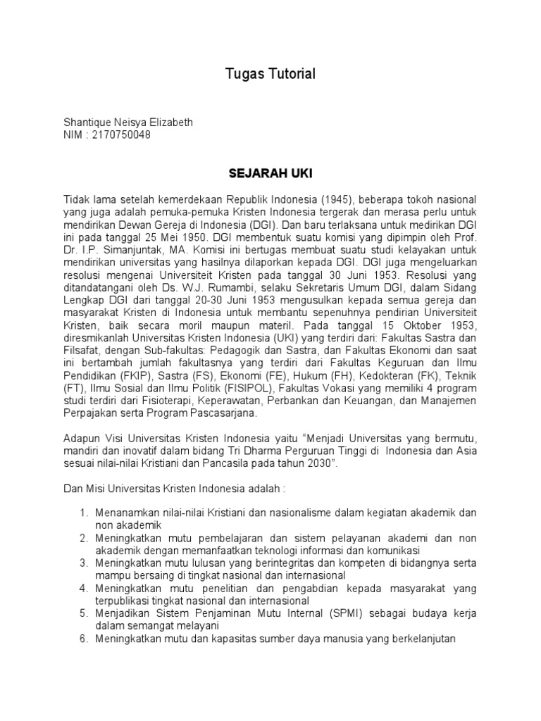 Sejarah UKI - Presentasi | PDF | Agama & Spiritualitas | Ilmu Sosial