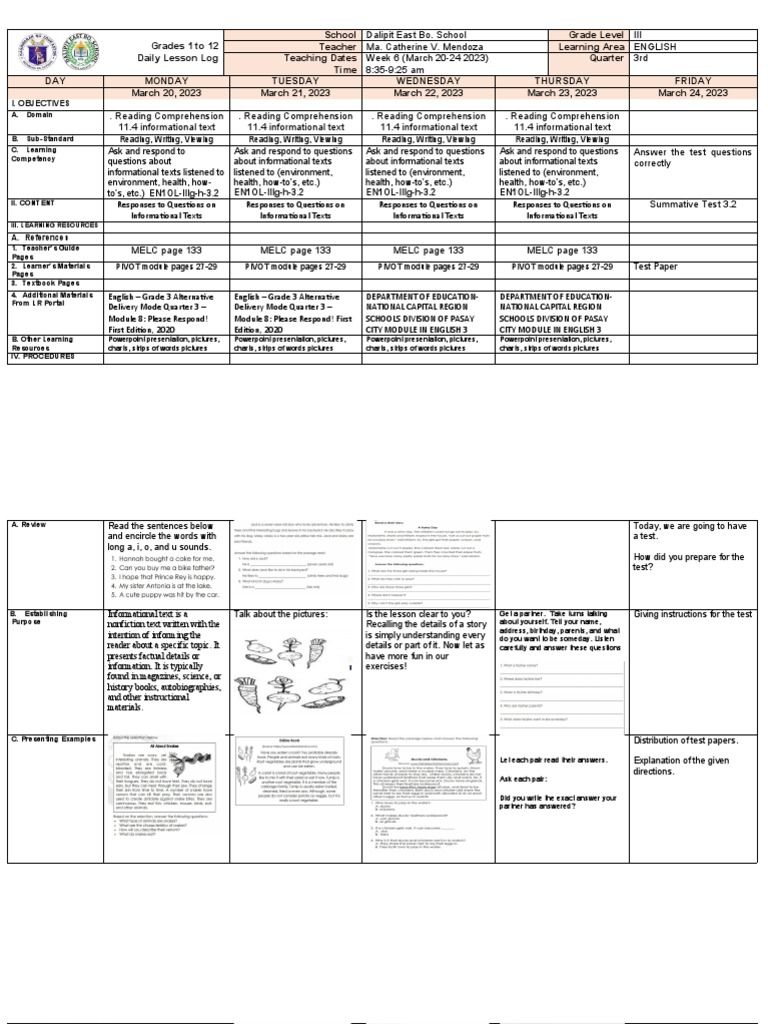 Dll-English-Q3-Week 6 | Download Free PDF | Learning | Cognition