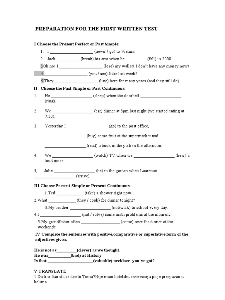 PREPARATION FOR THE FIRST WRITTEN TEST | PDF