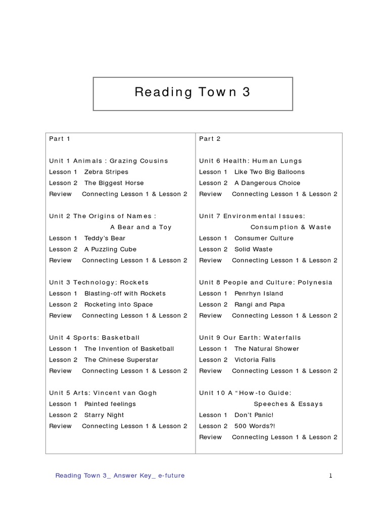 Reading Town 3 - Answer Key | PDF | Rocket | Vincent Van Gogh