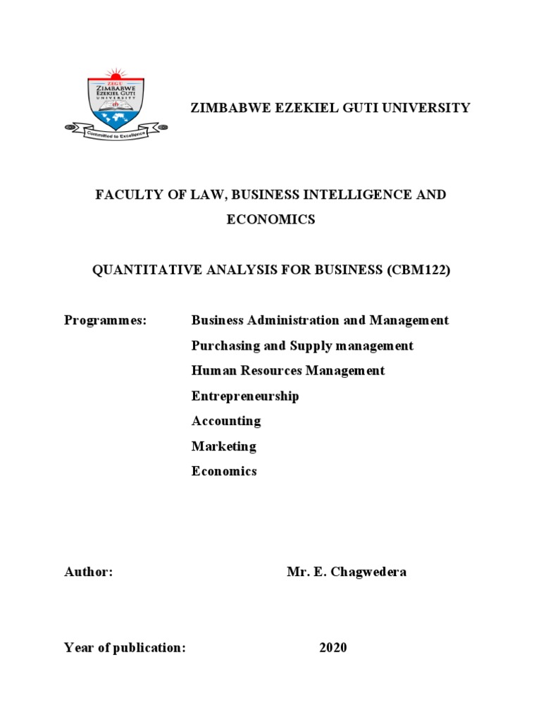 Quantitative Analysis For Business Module (CBM122) PDF | PDF | Level Of Measurement | Statistics