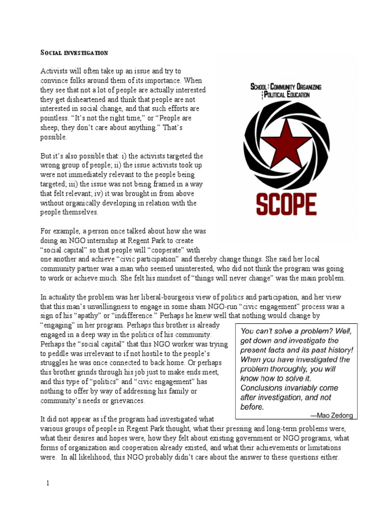 SCOPE - Social Investigation | PDF | Unemployment | Racism