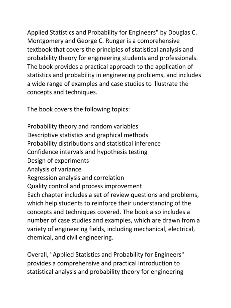 Applied Statistics and Probability For Engineers | PDF