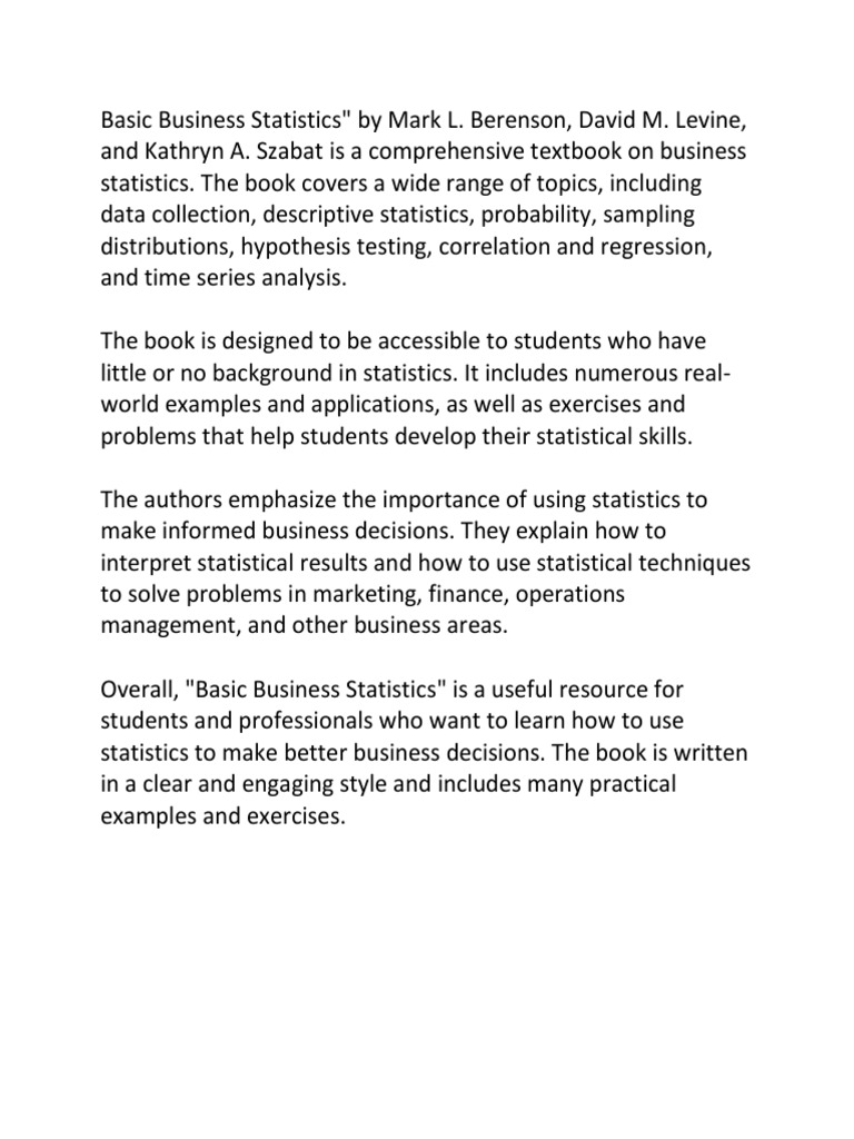 Basic Business Statistics | PDF