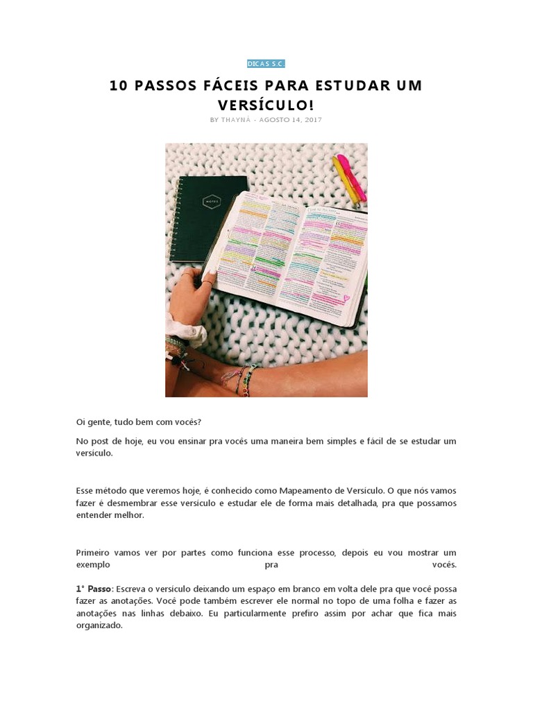 10 Passos para Estudar Versiculo | PDF | Bíblia | Ansiedade