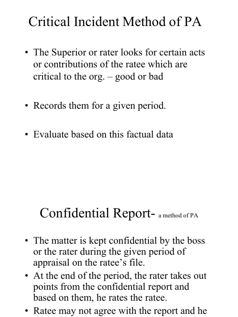 Critical Incident Method of Performance Appraisal | PDF