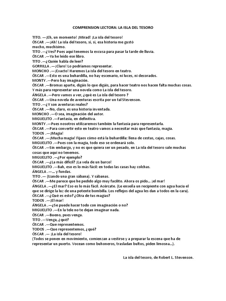 Comprension Lectora | PDF | Isla del tesoro