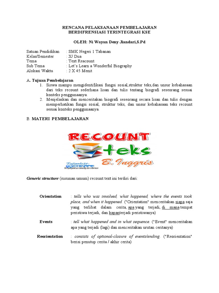 RPP Berdifrensiasi Dan KSE | PDF