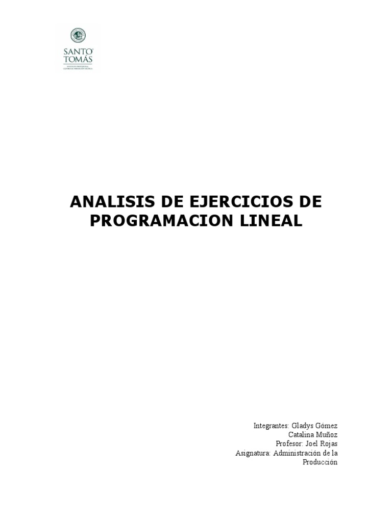 Analisis de Ejercicios de Programacion Lineal | PDF | Economias | Business