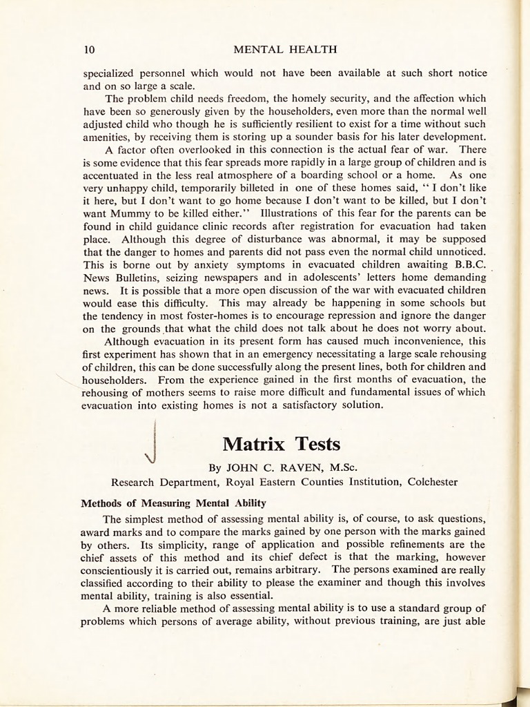 Matrix Tests PDF | PDF | Intelligence Quotient | Intellectual Disability