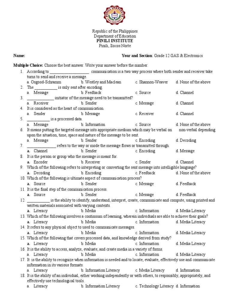 Grade 12 Gas MIL | Download Free PDF | Information | Media (Communication)