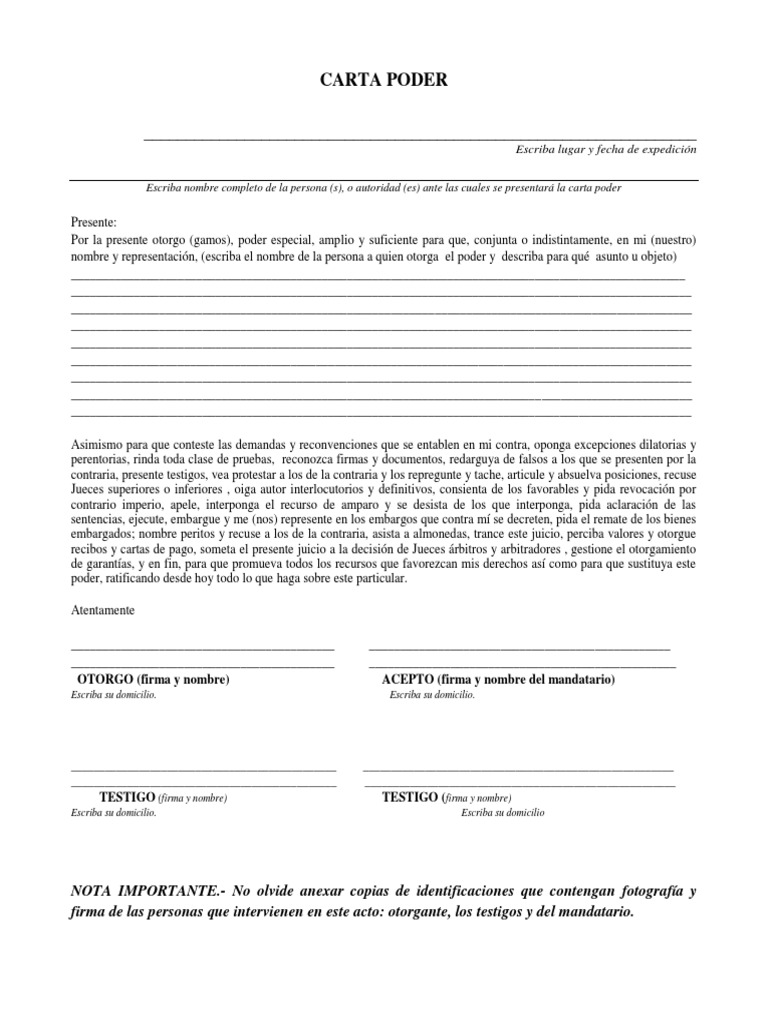 formato-carta_poder | PDF | Justicia | Crimen y violencia