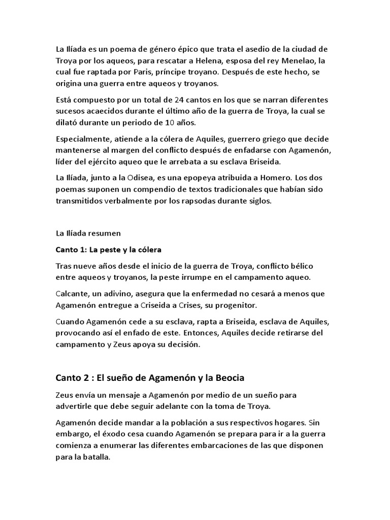 Resumen de La Iliada | PDF | Héctor | Aquiles