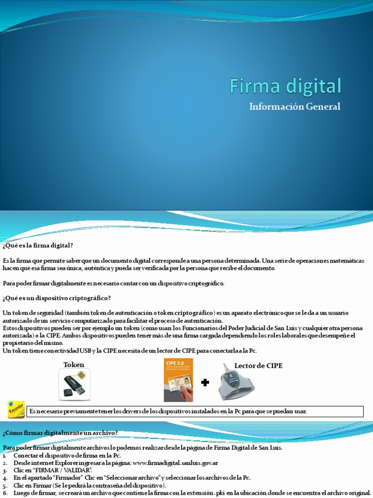 Guía de Uso de Firma Digital en San Luis | PDF | Archivo de computadora ...