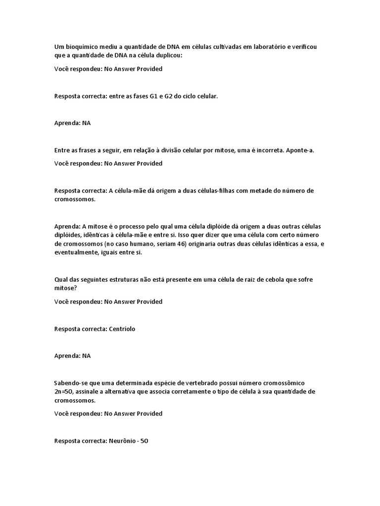 Exames Da UAN | PDF | Meiose | Mitose