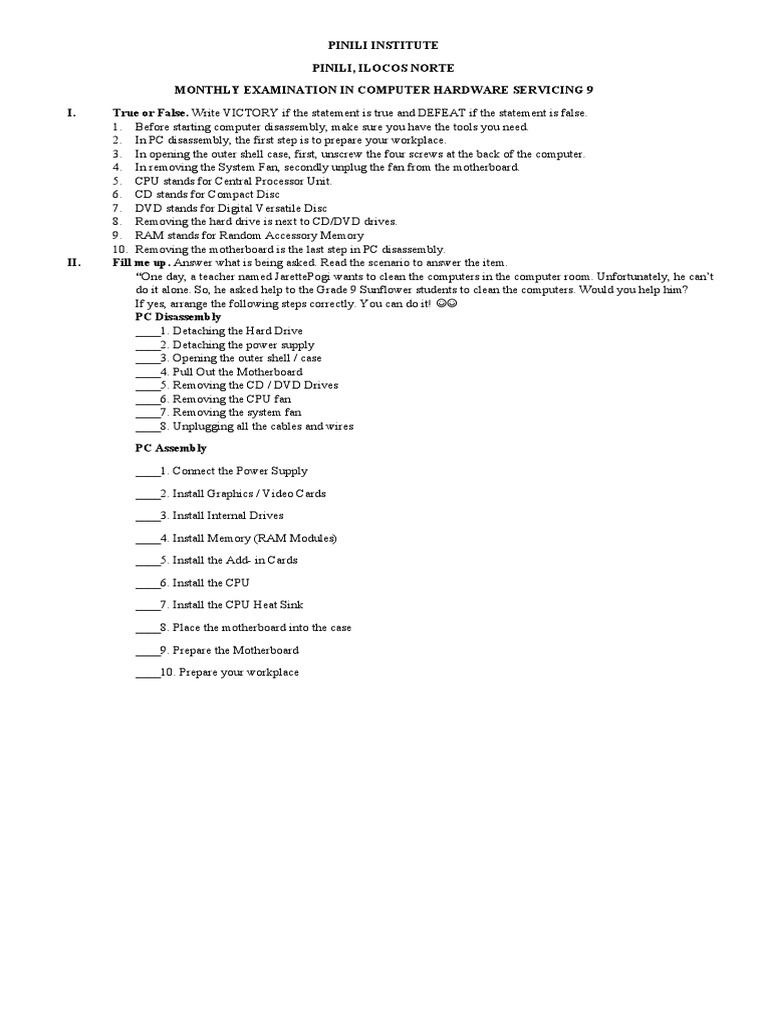 Computer Tle 4TH Periodical Exam | PDF
