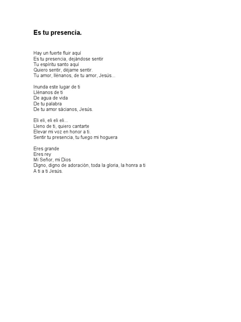 Es Tu Presencia Letra | PDF