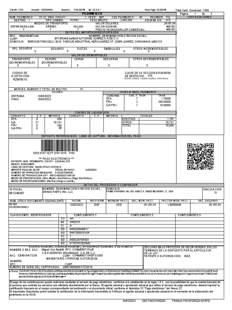 Detalles de Pedimento Aduanero | PDF | Dinero | Economias