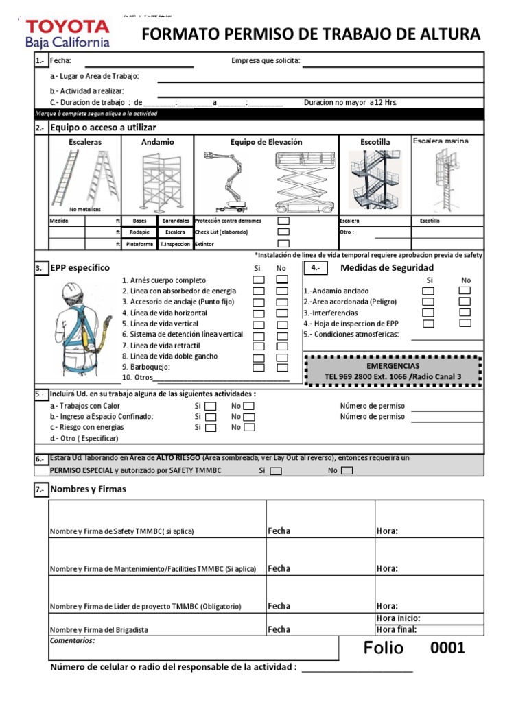 TMMBC Formato de Permiso de Trabajos en Alturas - CY2021 | PDF