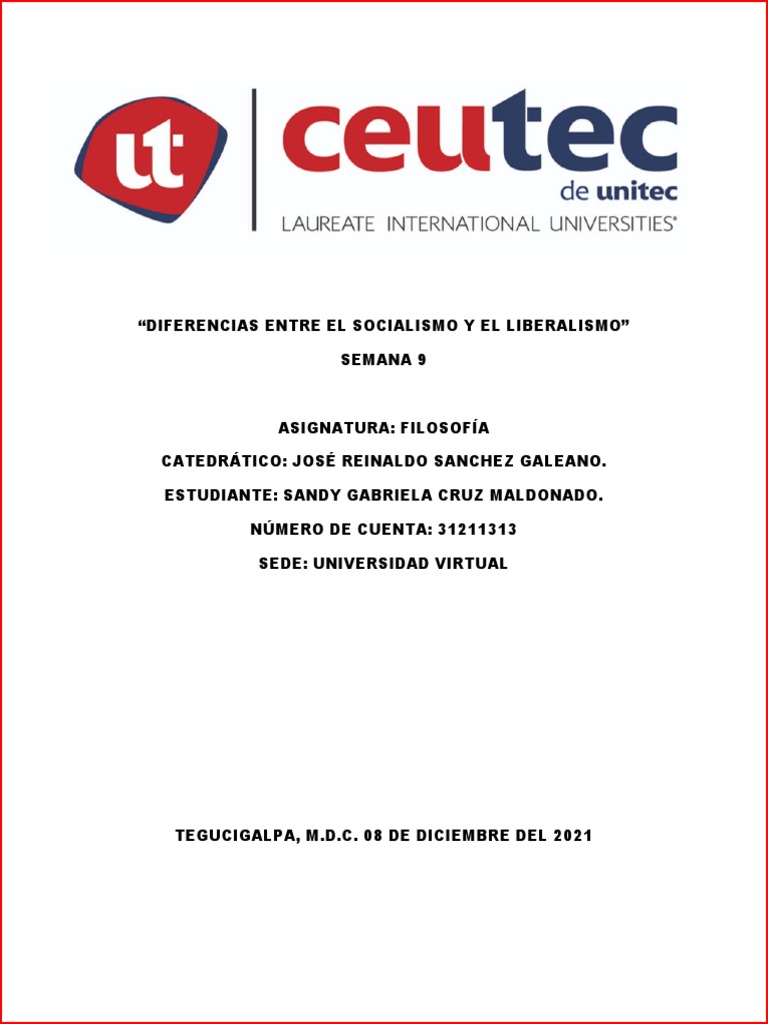 Tarea 9.2 - Socialismo y Liberalismo - Sandy Cruz - 31211313 | PDF | Socialismo | Liberalismo