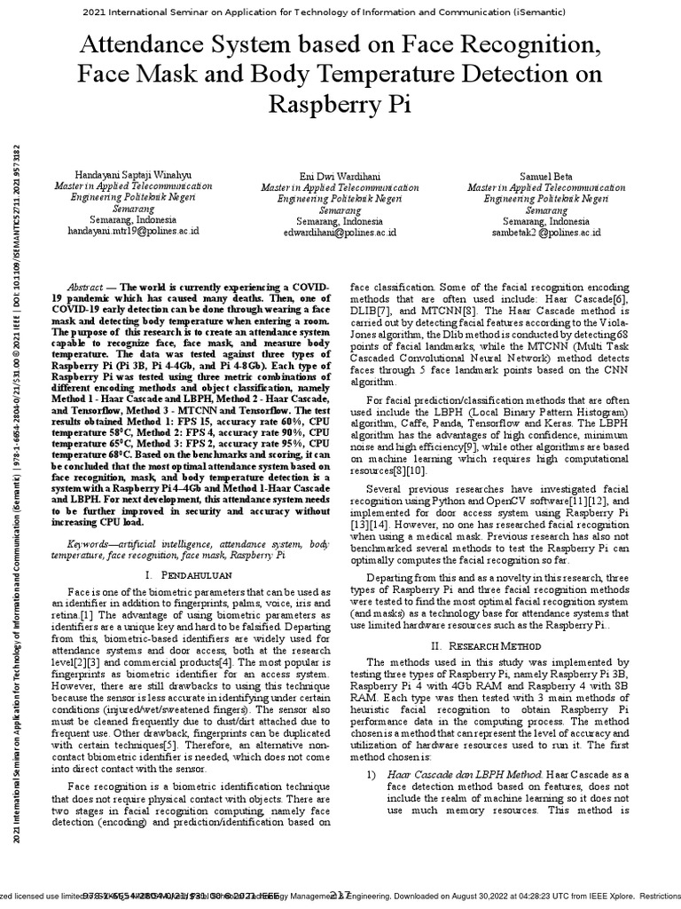 Attendance System Based On Face Recognition Face Mask and Body Temperature Detection On ...