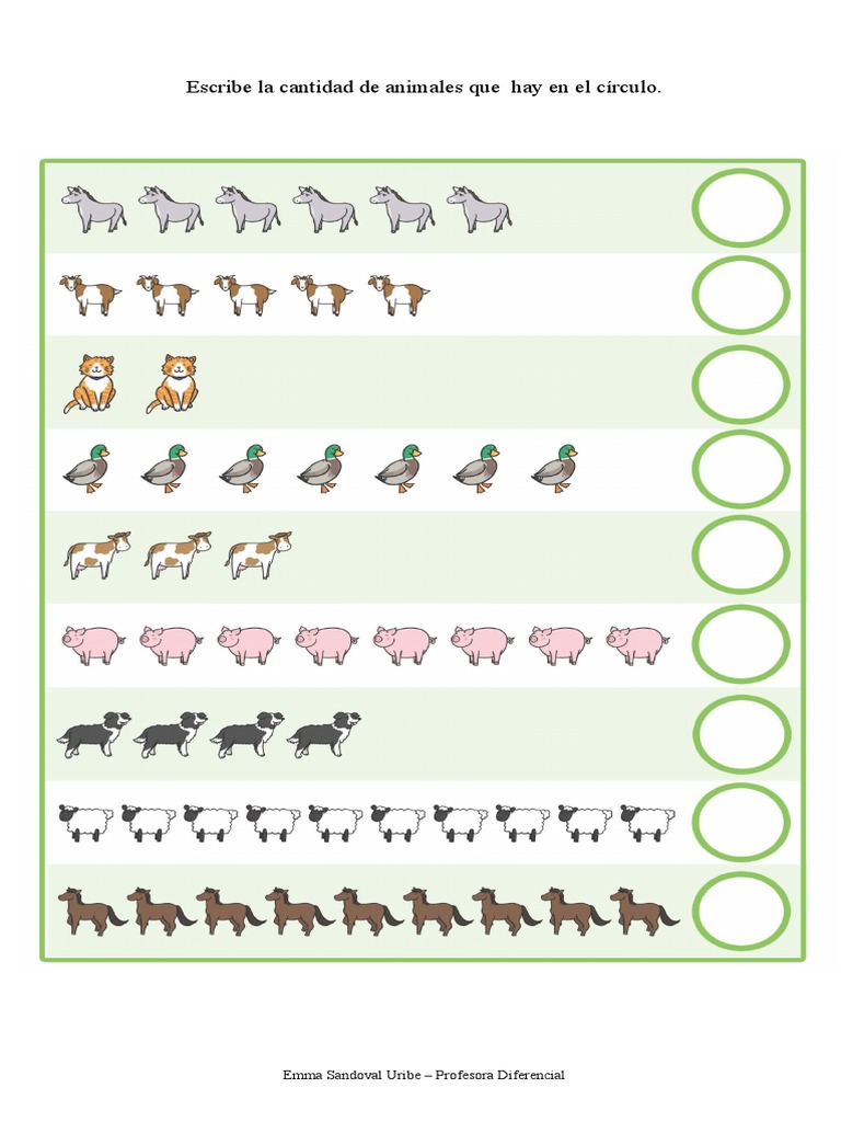 Los Animales de La Granja Ficha para Contar | PDF