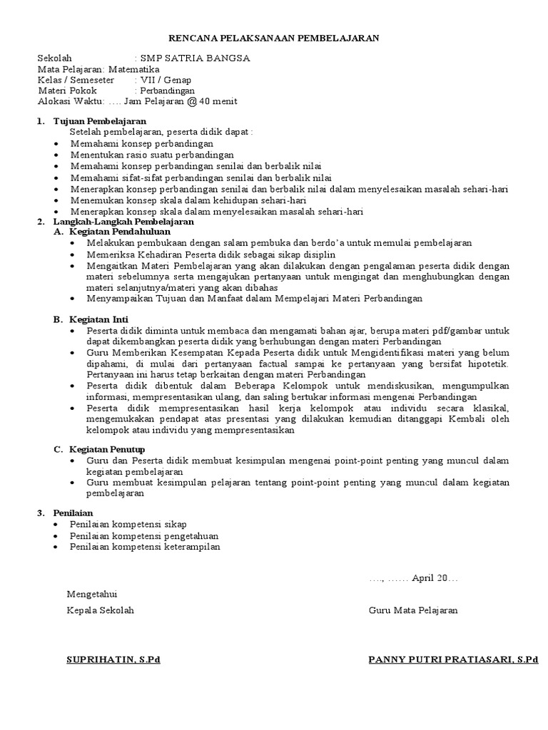 RPP MTK Kelas 7 Semester 2 | PDF | Seni | Pengembangan Diri