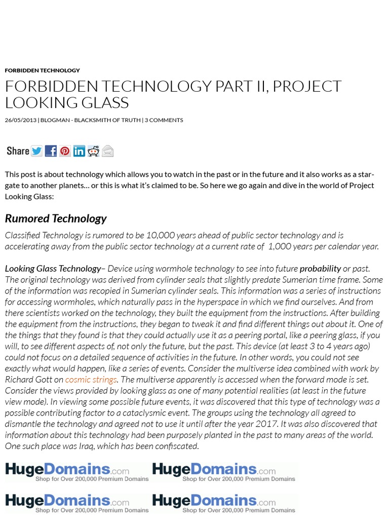 Forbidden Technology Part II, Project Looking Glass - Auricmedia ...